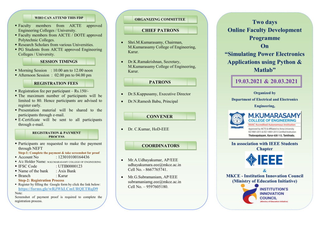 Faculty Development Programme On Simulating Power Lectronics Applications Using Python Matlab 19